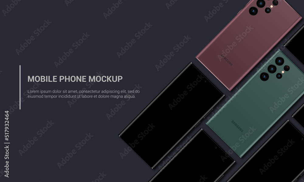 Realistic Samsung Galaxy S22 Ultra screen mockup, banner on isolated ...