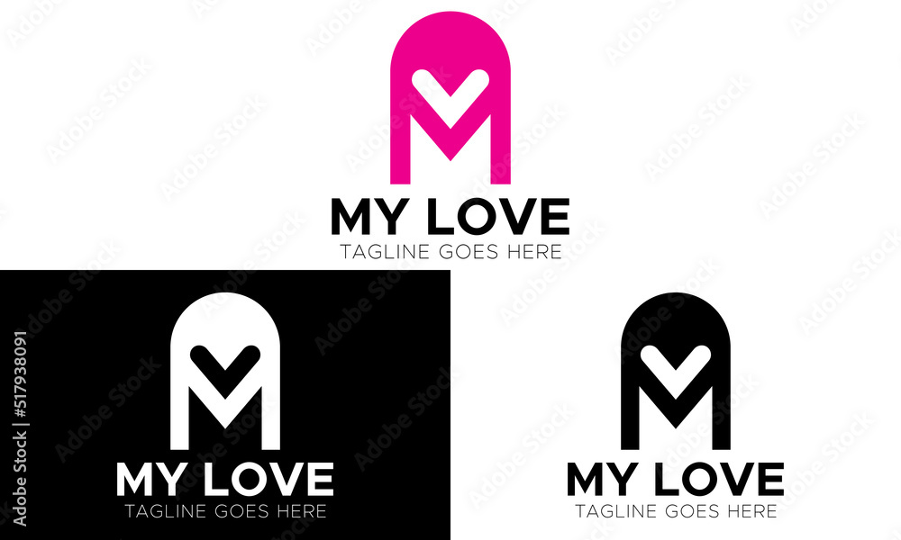 m letter love logo design template Stock Vector | Adobe Stock