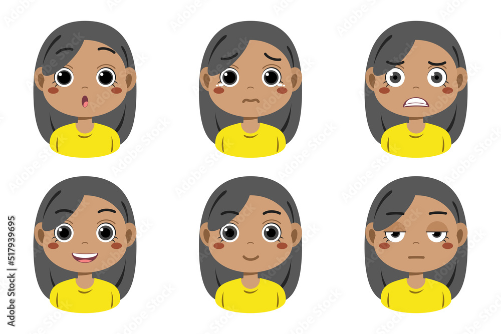 Collection of face expressions cute children cartoon character design ...