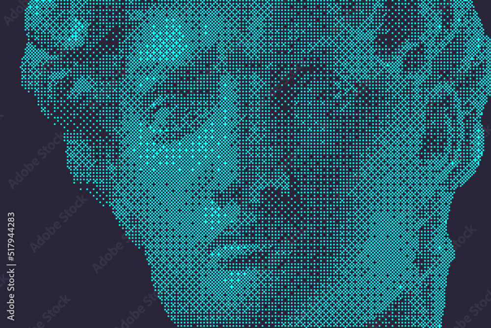 Modern creative colored graphic sculpture with dark background ...