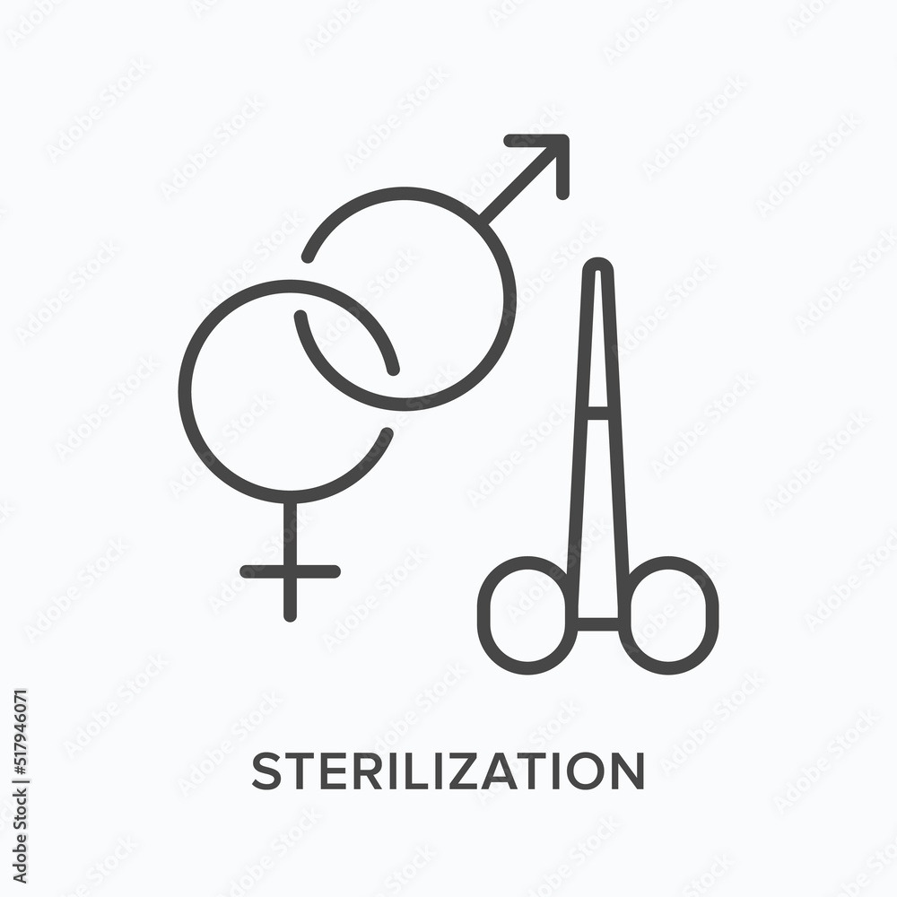 Sterilization flat line icon. Vector outline illustration of forceps ...