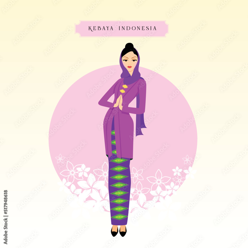 Indonesian woman wearing traditional Kebaya and Batik from Betawi ...