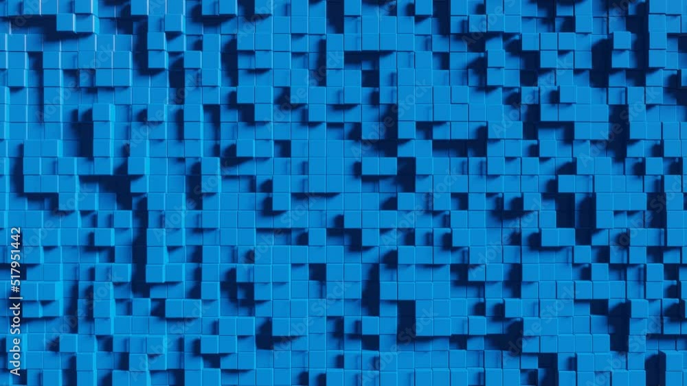 Blue cubes in modern abstract animated construction. Trendy 3d render ...