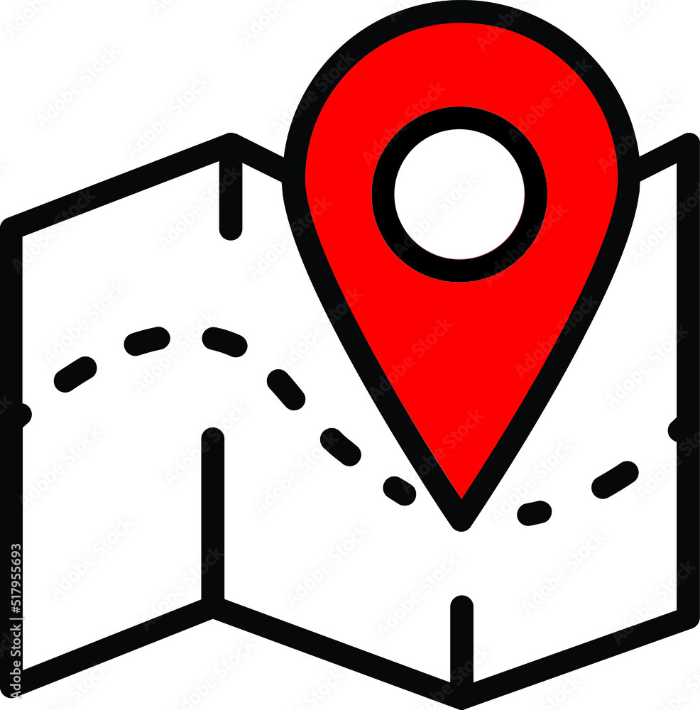 Map with a pin isolated on white. Map icon. red map icon. Plan map Icon ...
