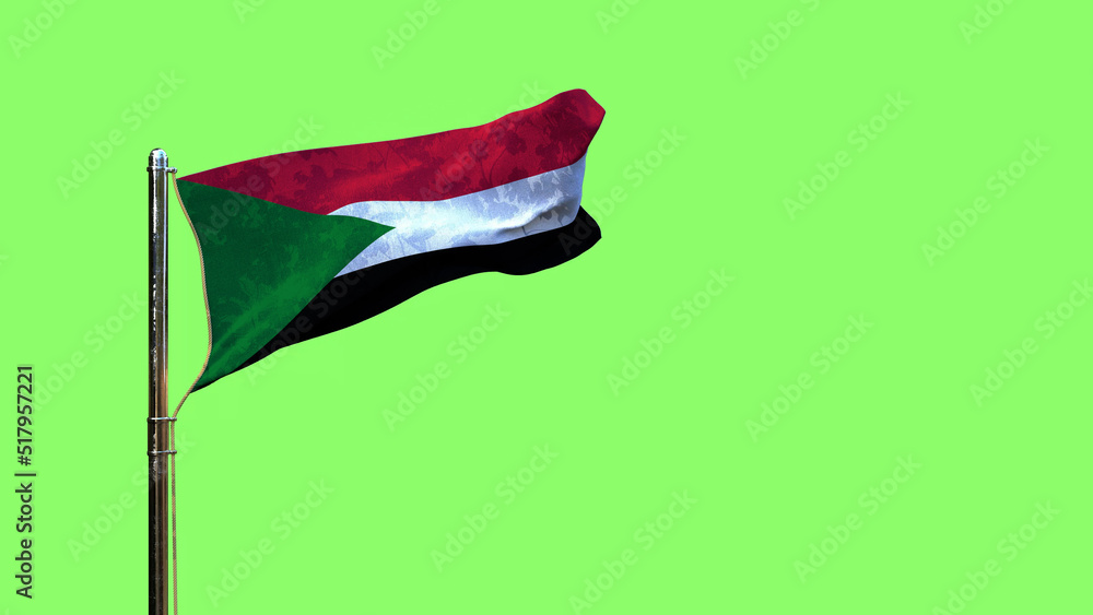 waving flag of Sudan for independence day on green screen, isolated ...