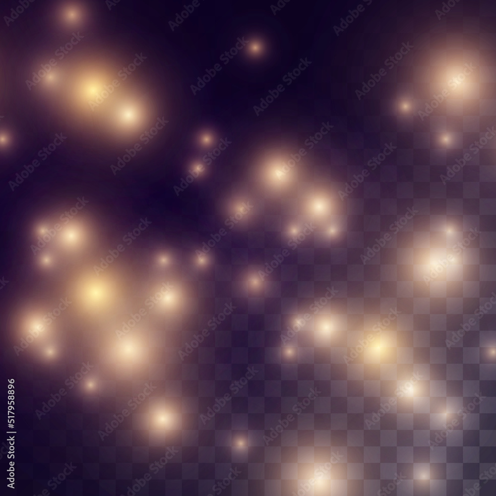 Dust particle background with light and stars explosion on transparent ...