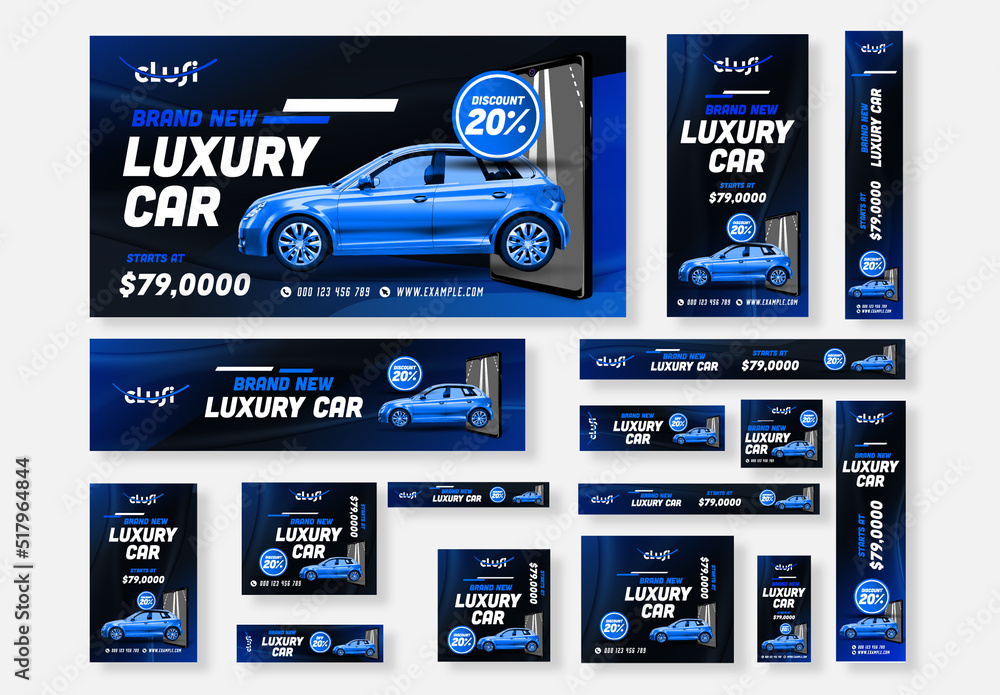 Brand New Luxury Car Web Banner Set Stock Template | Adobe Stock
