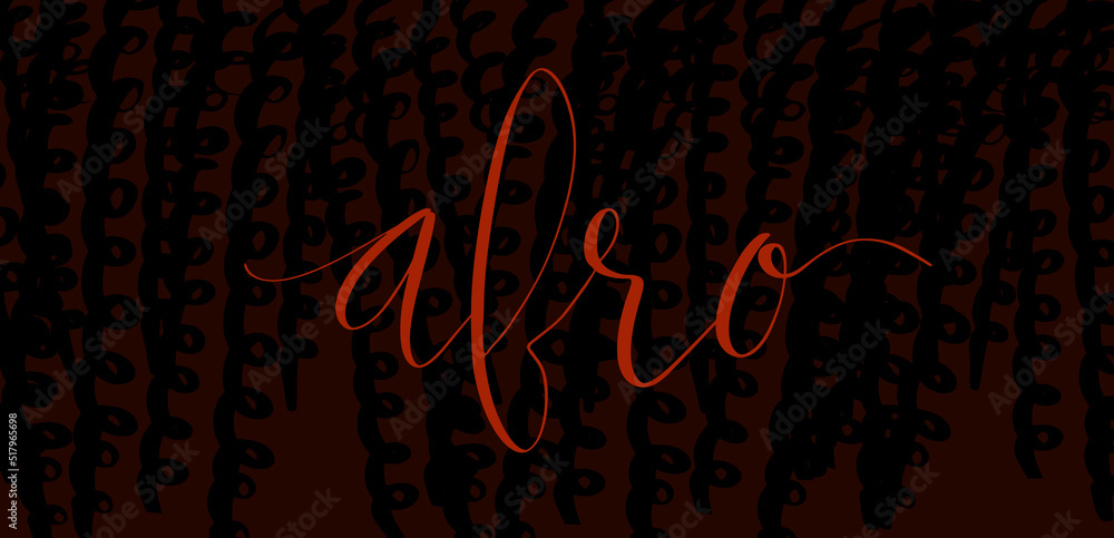 Afro handwritten lettering vector. Coiled hair curls background Stock ...