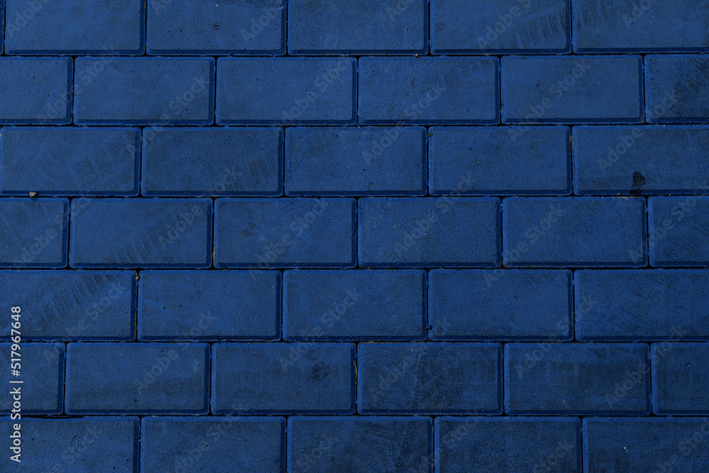 Top view on texture of paving slabs covered with blue paint. Pavement ...