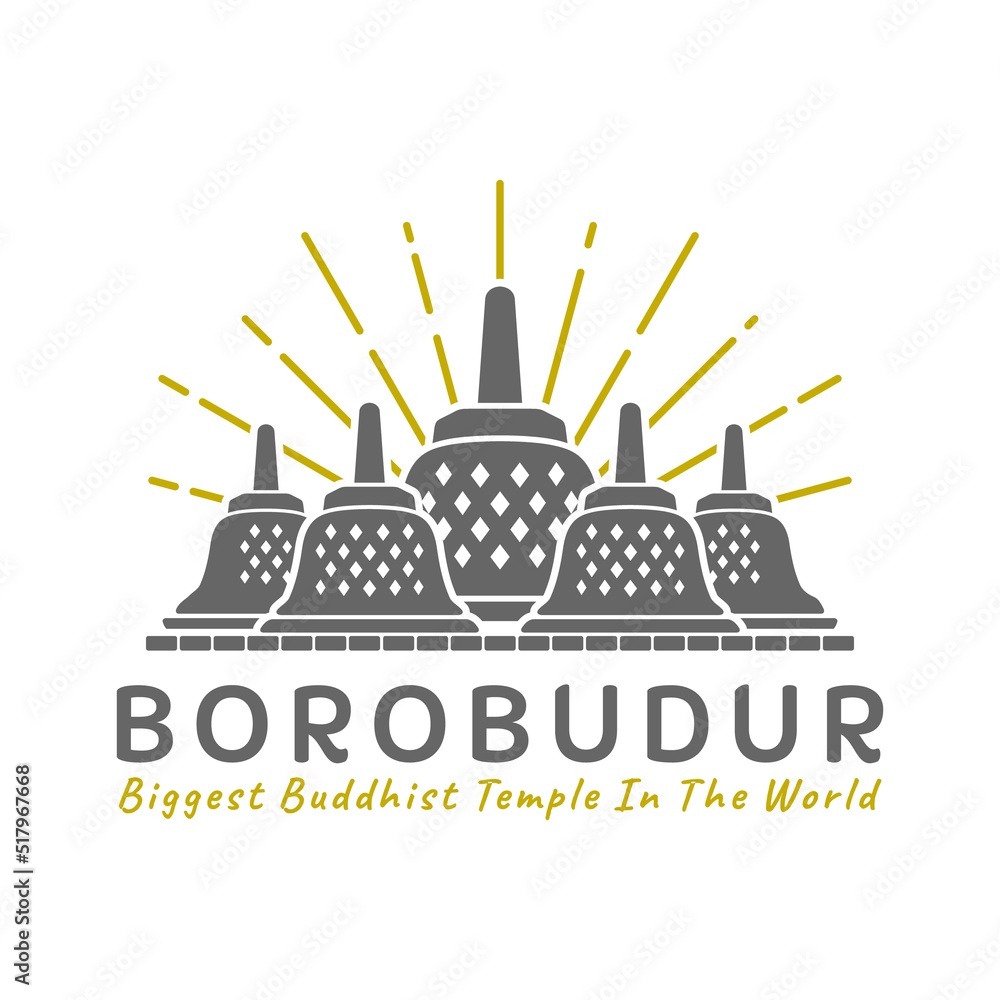 Simple Borobudur Temple Logo Vector Design Stock Vector | Adobe Stock