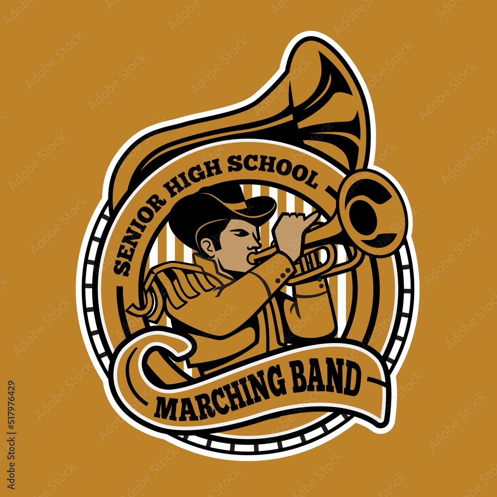 Marching Band Mascot Logo Design Stock Vector | Adobe Stock