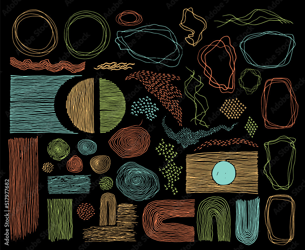 Scribble frames, lines and dots texture backgrounds vector collection ...