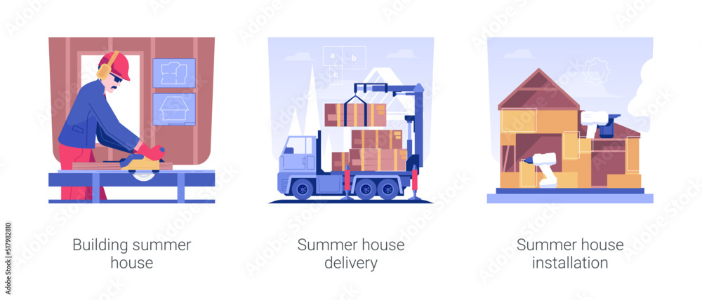 Residential construction isolated concept vector illustration set ...