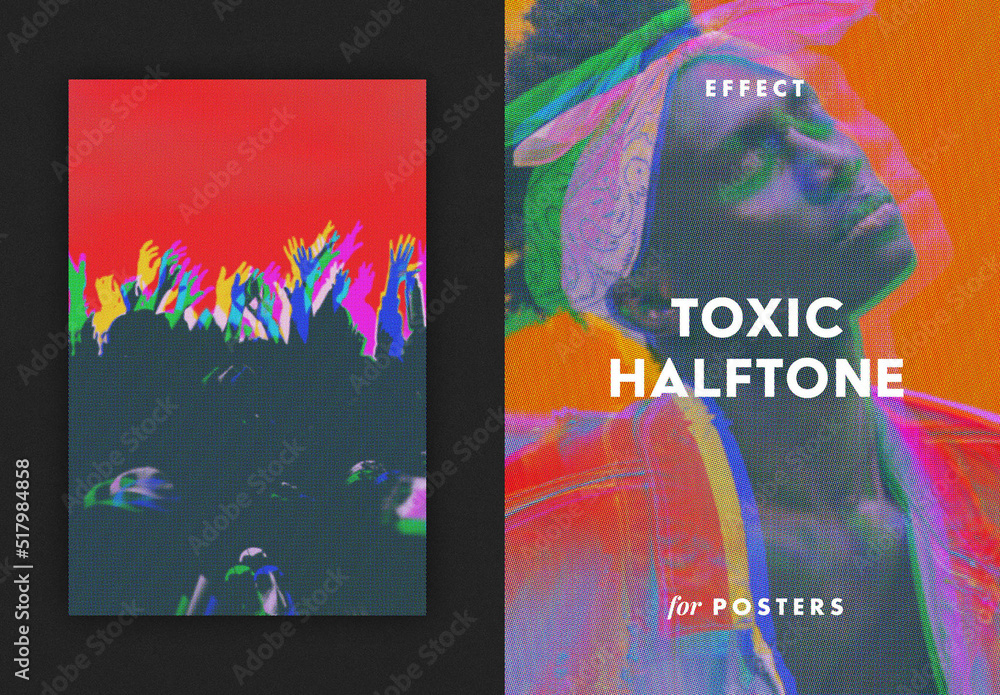 Toxic Retro Halftone Poster Photo Effect Mockup Stock Template | Adobe ...