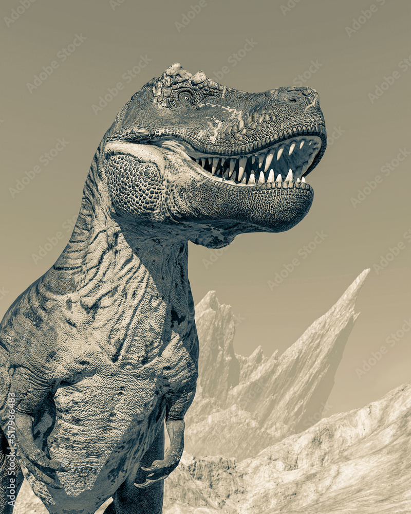 profile picture of a tyrannosaurus rex is on desert Stock Illustration ...
