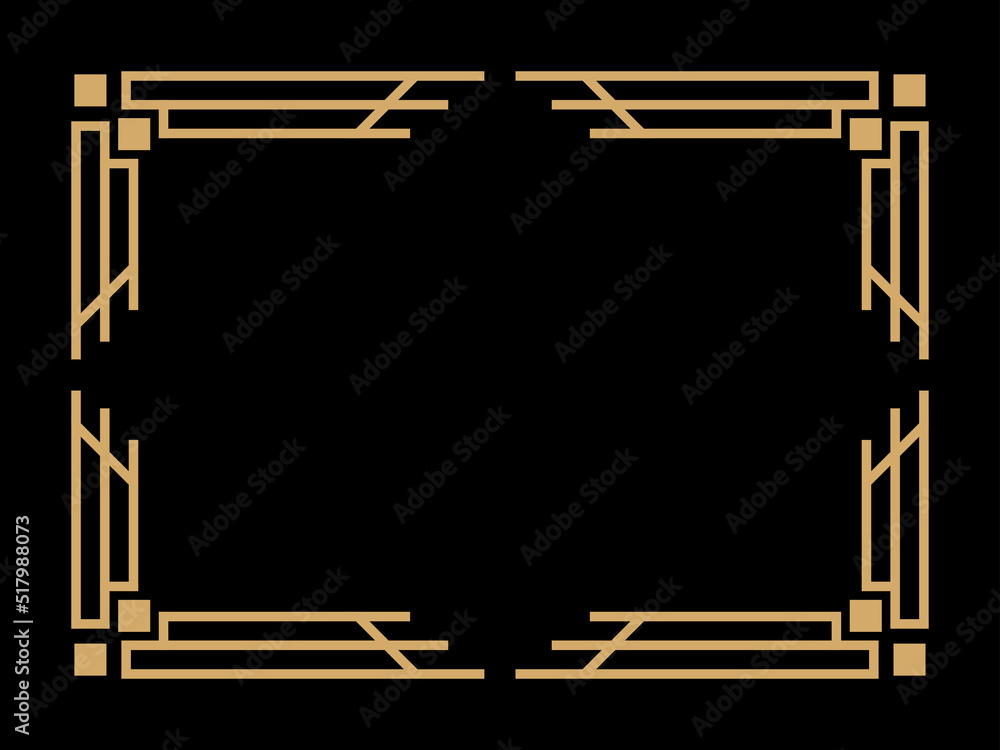 Art deco frame. Vintage linear border. Design a template for ...