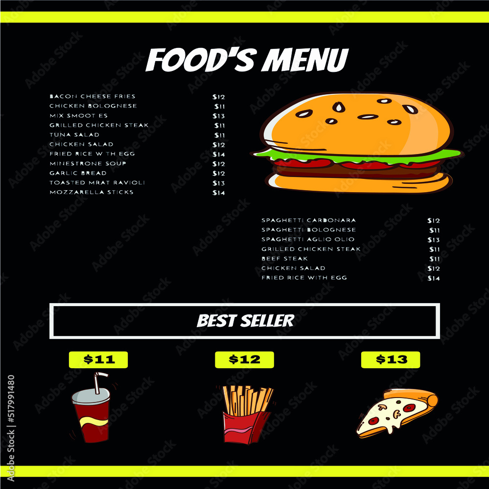 Vector Food menu template for restaurants and cafés. Menu cover design ...