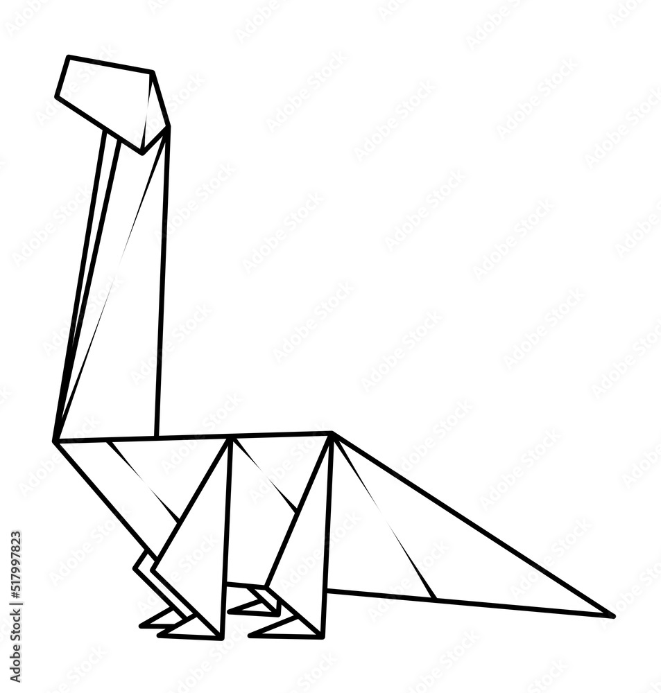 Origami dinosaur. Geometric illustration of diplodocus isolated on ...