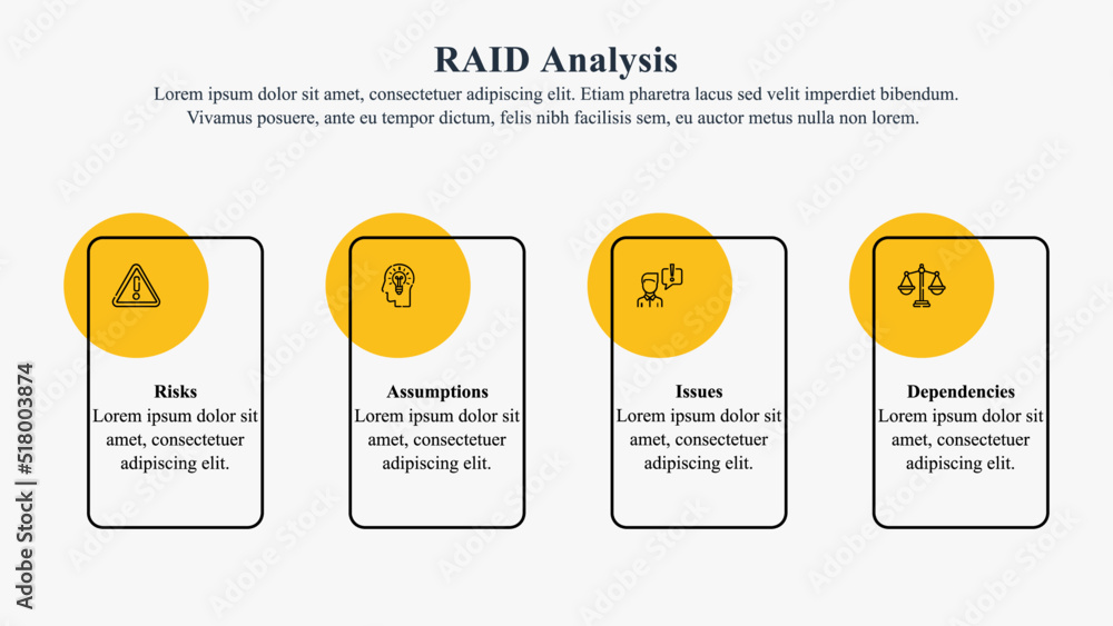 Infographic presentation template of RAID Analysis with icons and text space. Stock Vector ...