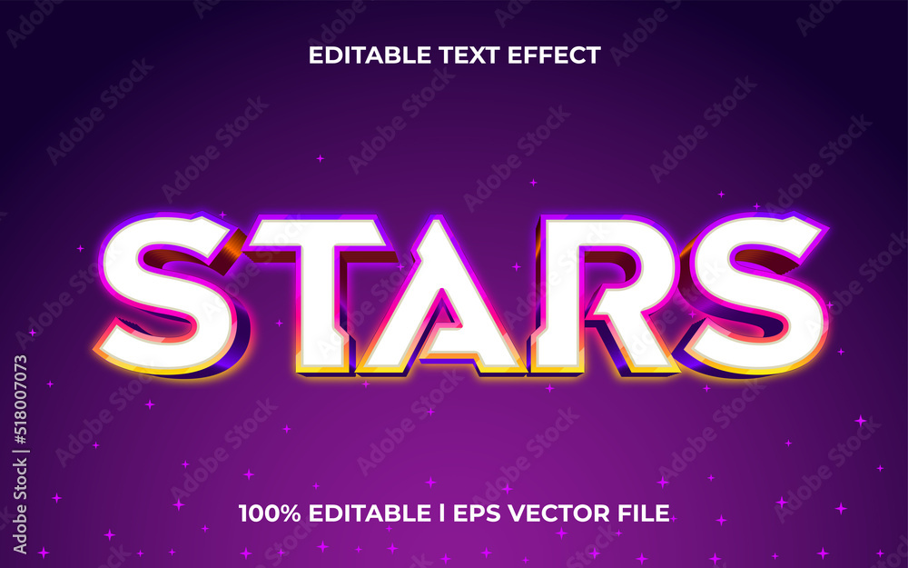 stars 3d text effect with cyber theme. colorful typography template for ...
