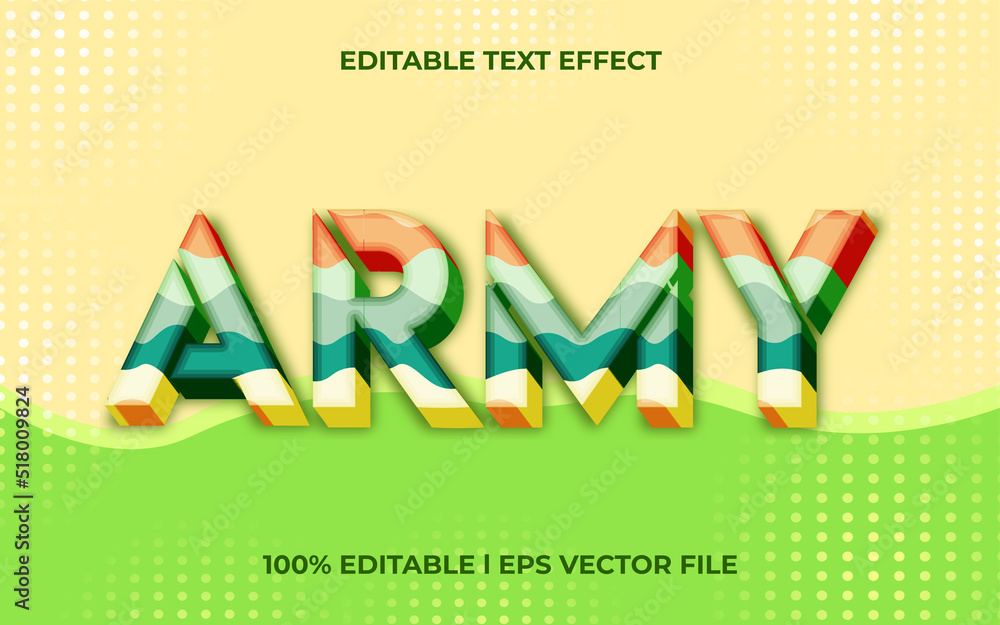 army 3d text effect with military theme. green typography template for ...