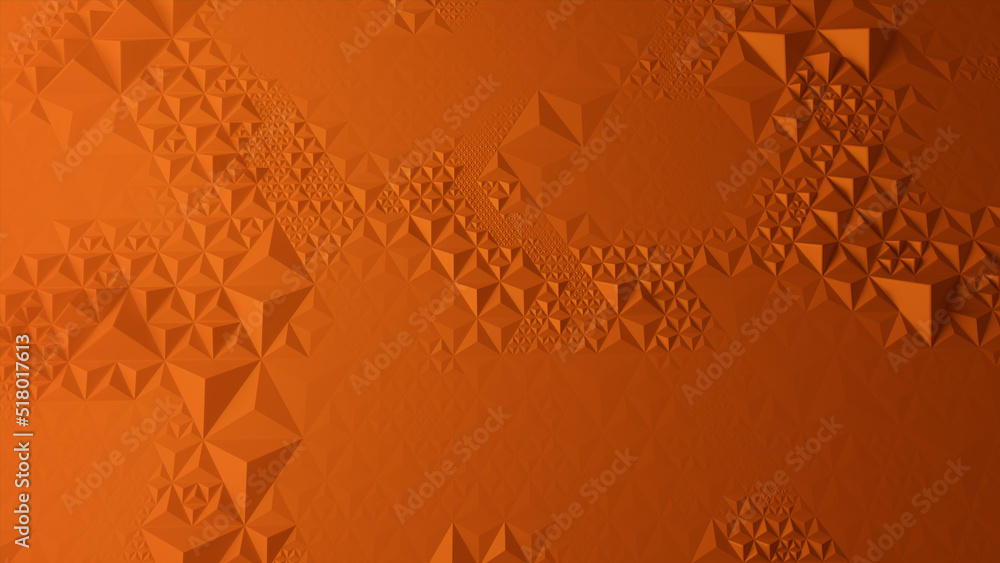 Atmospheric High Tech Surface with Triangular Pyramids. Orange ...