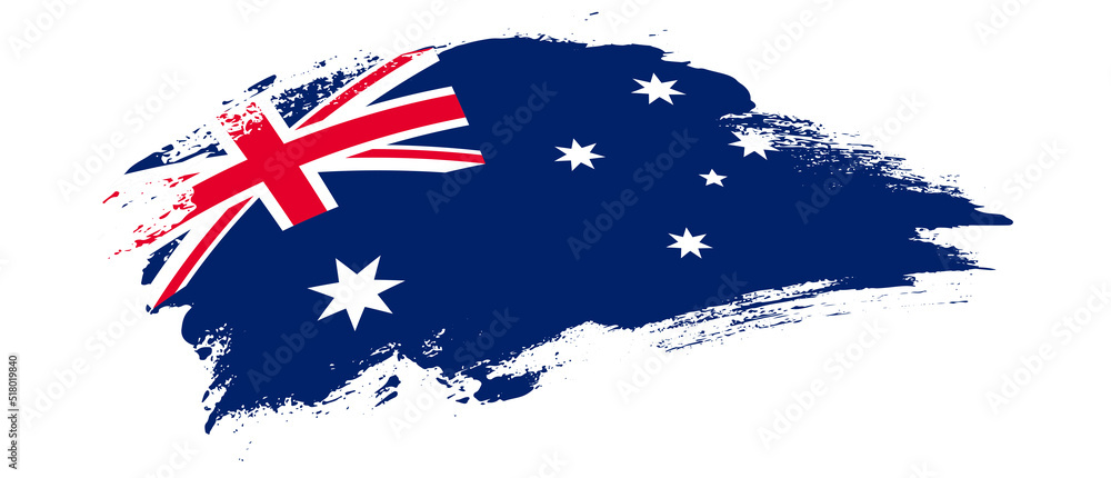 National flag of Australia with curve stain brush stroke effect on ...