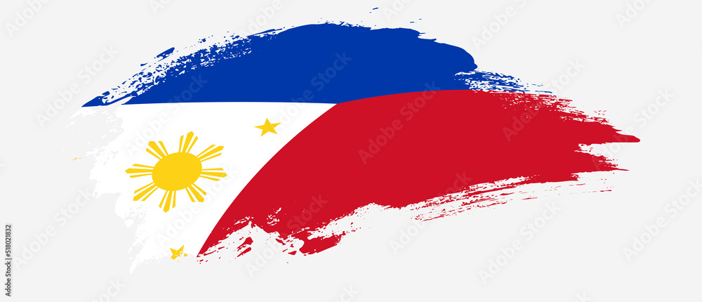 National flag of Philippines with curve stain brush stroke effect on ...