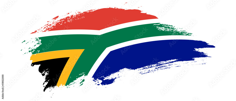 National flag of South Africa with curve stain brush stroke effect on ...