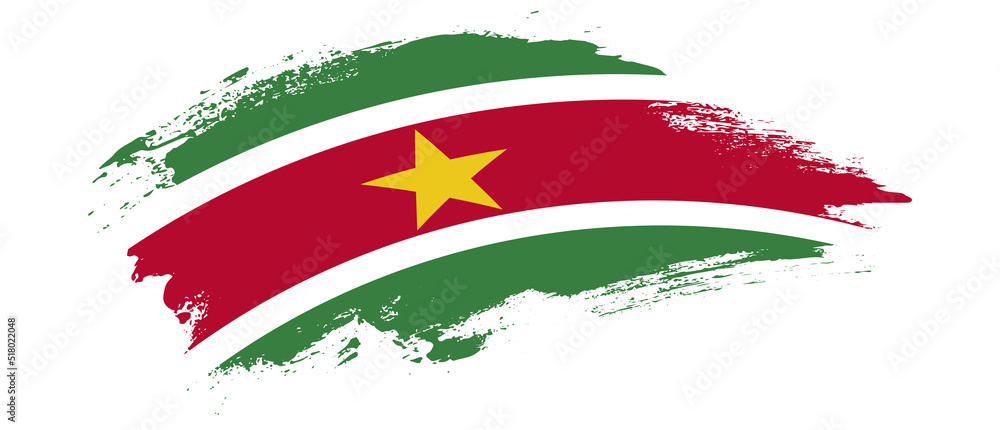 Photo & Art Print National flag of Suriname with curve stain brush ...