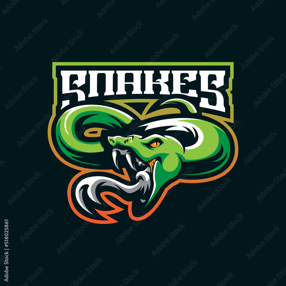 Snake mascot logo design vector with modern illustration concept style ...