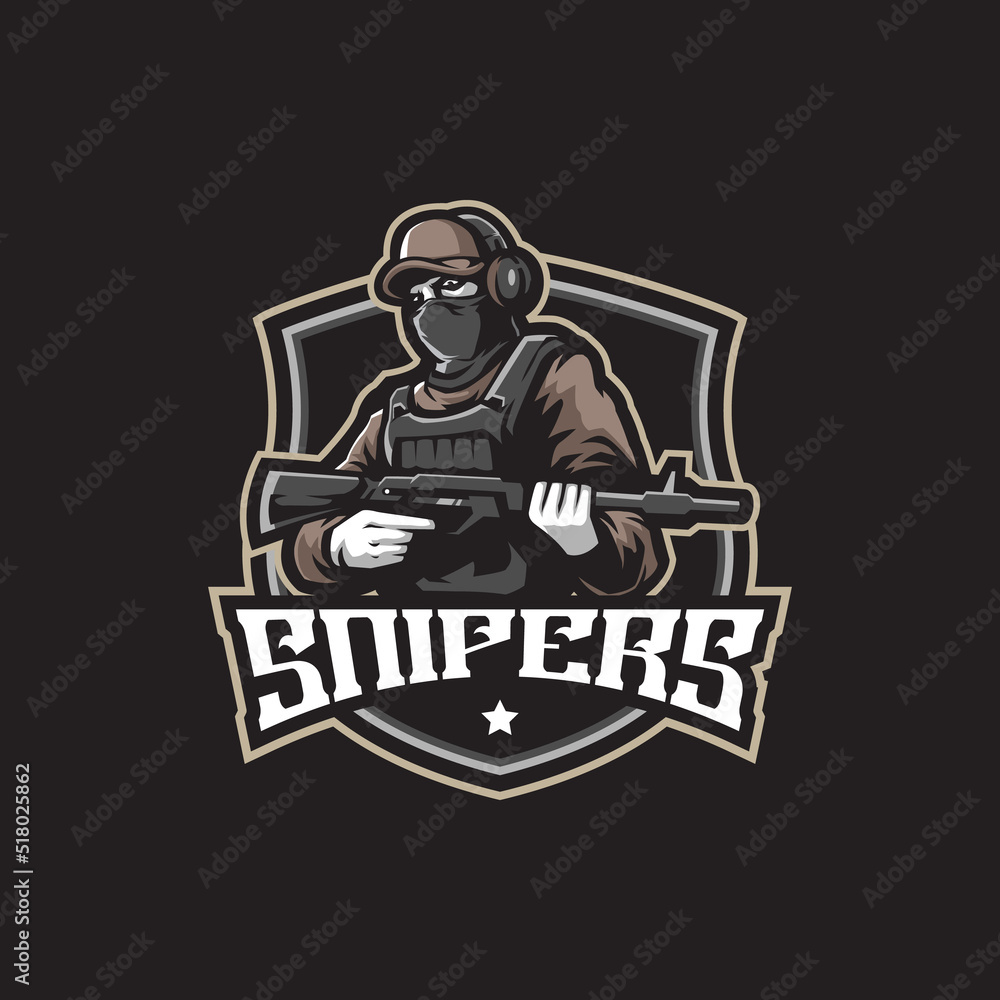Sniper mascot logo design vector with modern illustration concept style ...