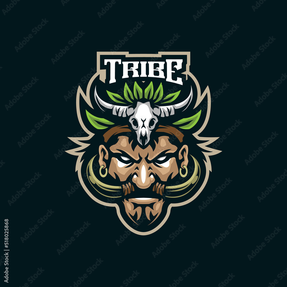 Tribe mascot logo design vector with modern illustration concept style ...