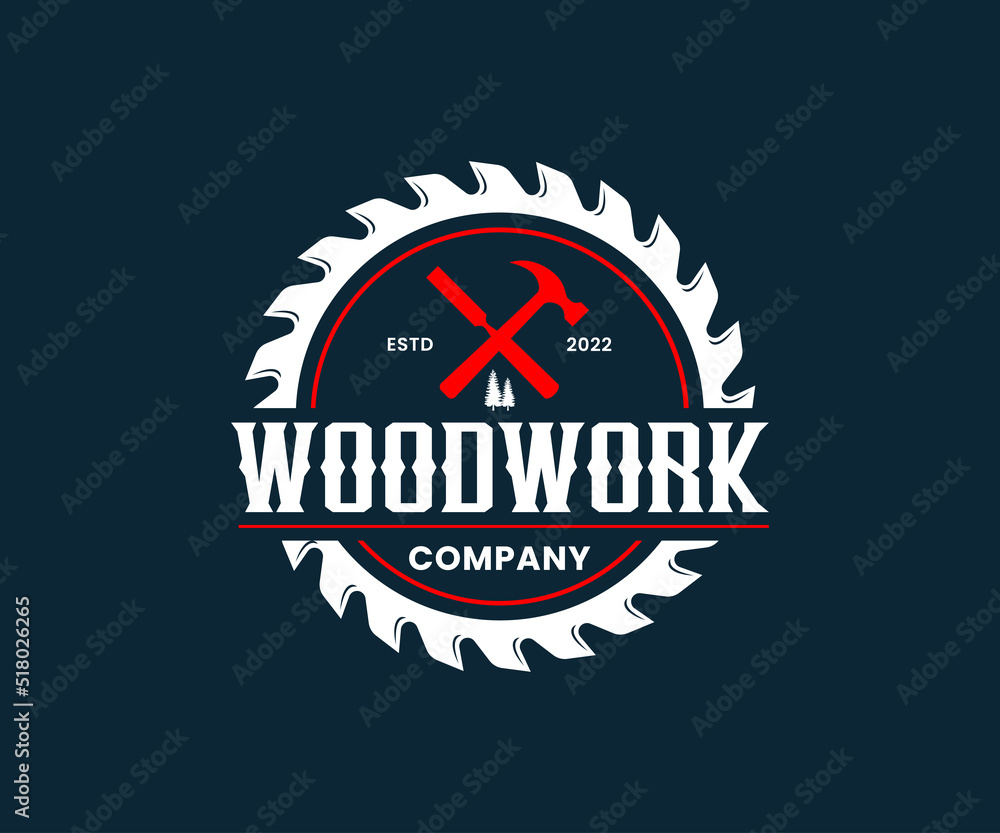 Woodwork Logo Design Vector Template Stock Vector | Adobe Stock