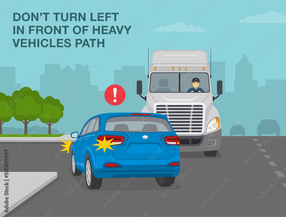 Safe driving tips and traffic regulation rules. Do not turn left in ...