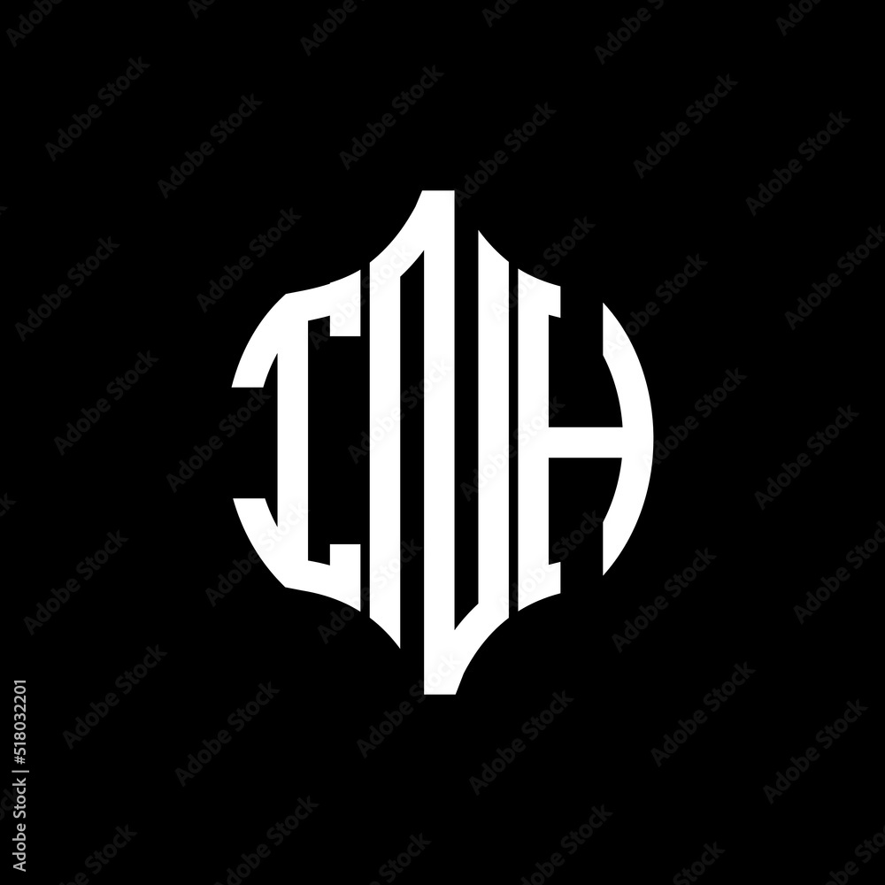 INH letter logo. INH best black background vector image. INH Monogram ...