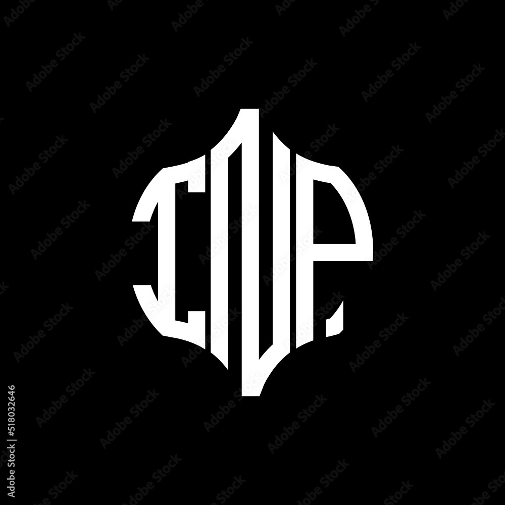 INP letter logo. INP best black background vector image. INP Monogram ...