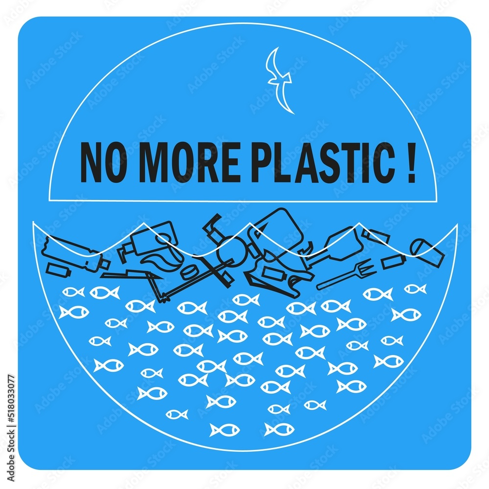 No more plastic word concept banner. Environment pollution, ecological ...