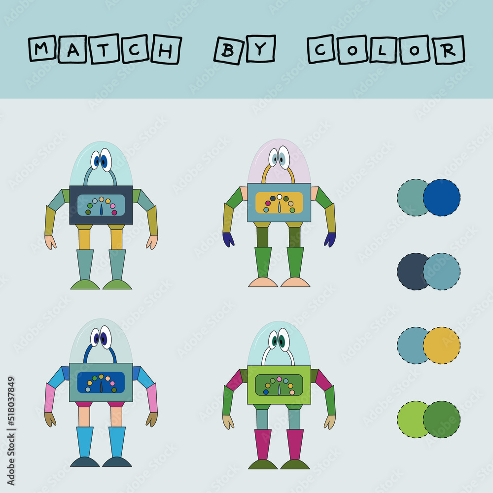 Matching children educational game. Match by color. Activity for pre ...