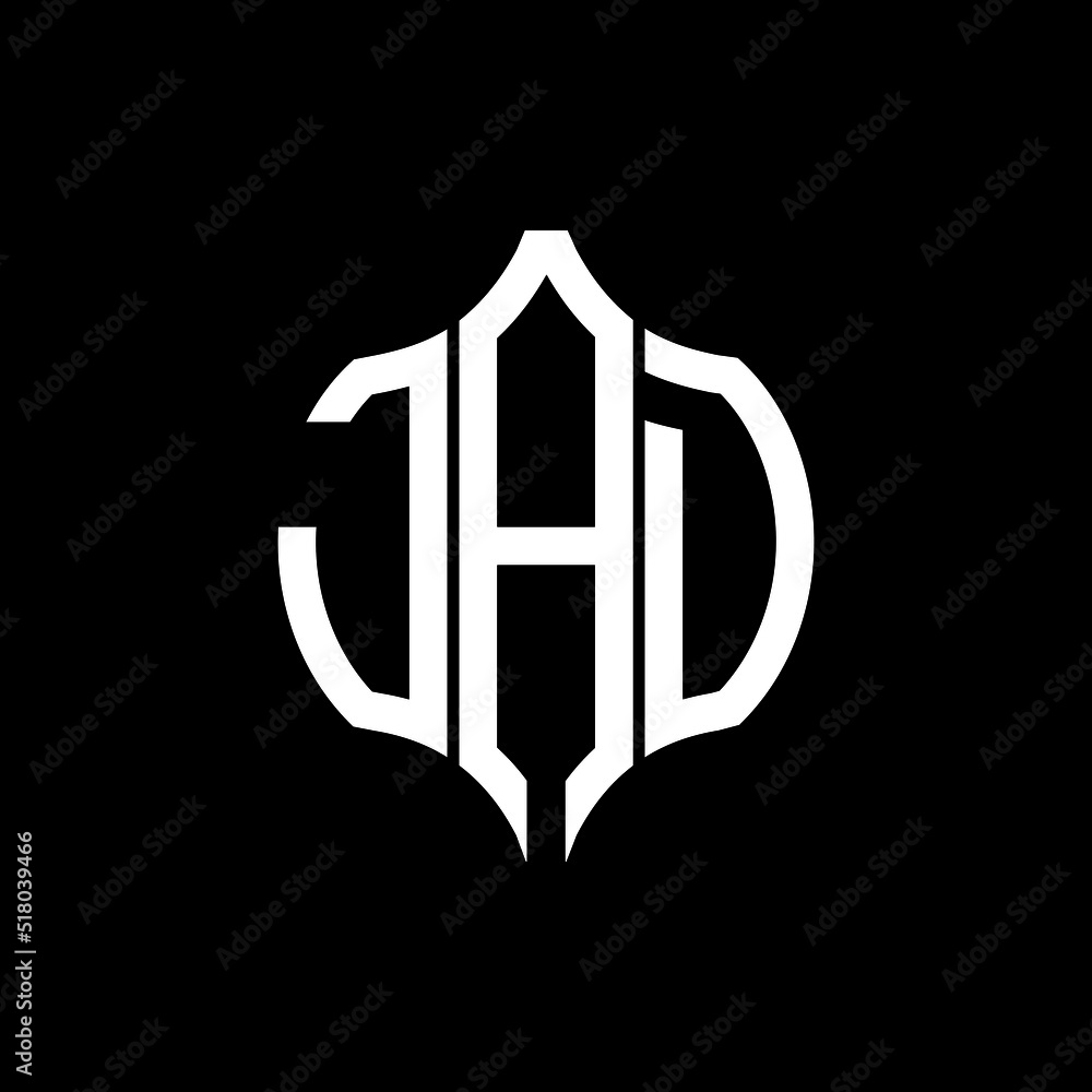 JAD letter logo. JAD best black background vector image. JAD Monogram ...