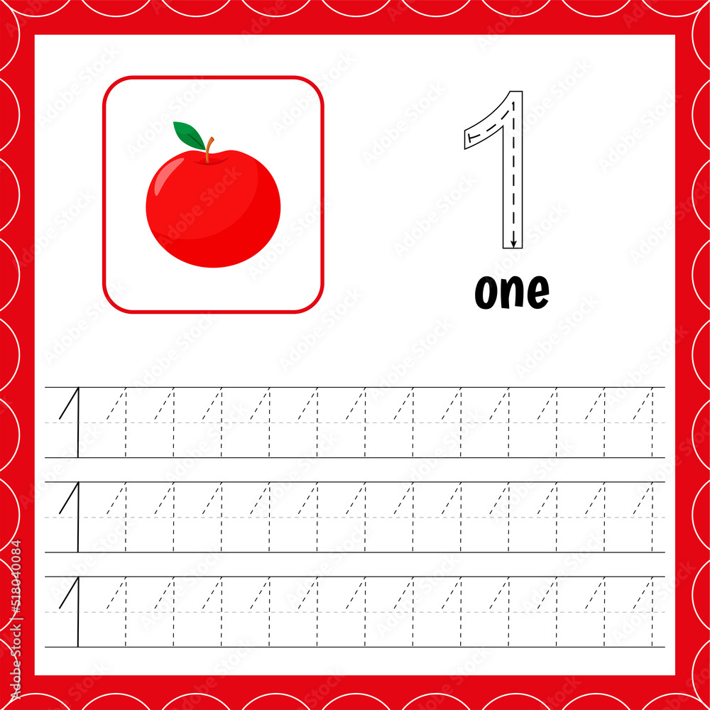 Cards with numbers for children. Trace the line. For kids learning to ...