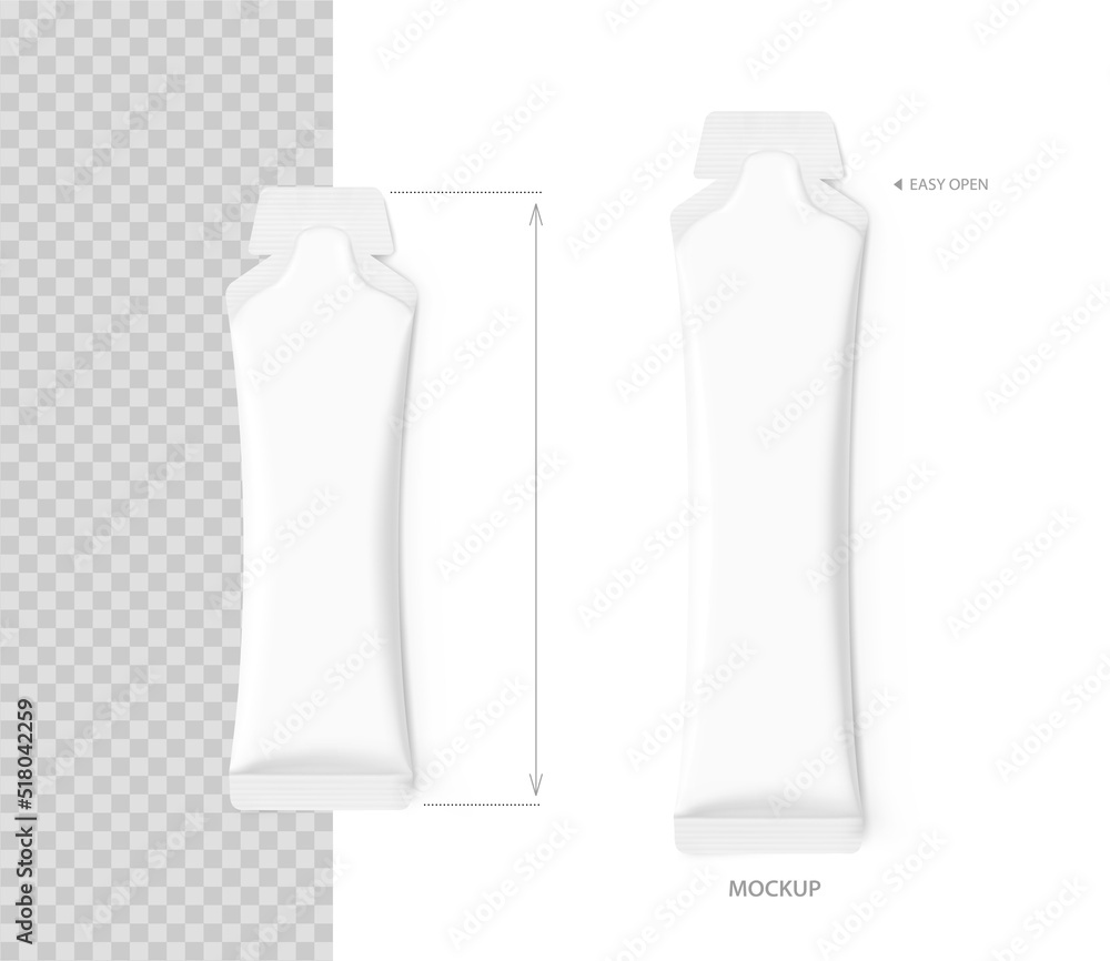 Sachet mockup set. Two size. Vector illustration isolated on white ...