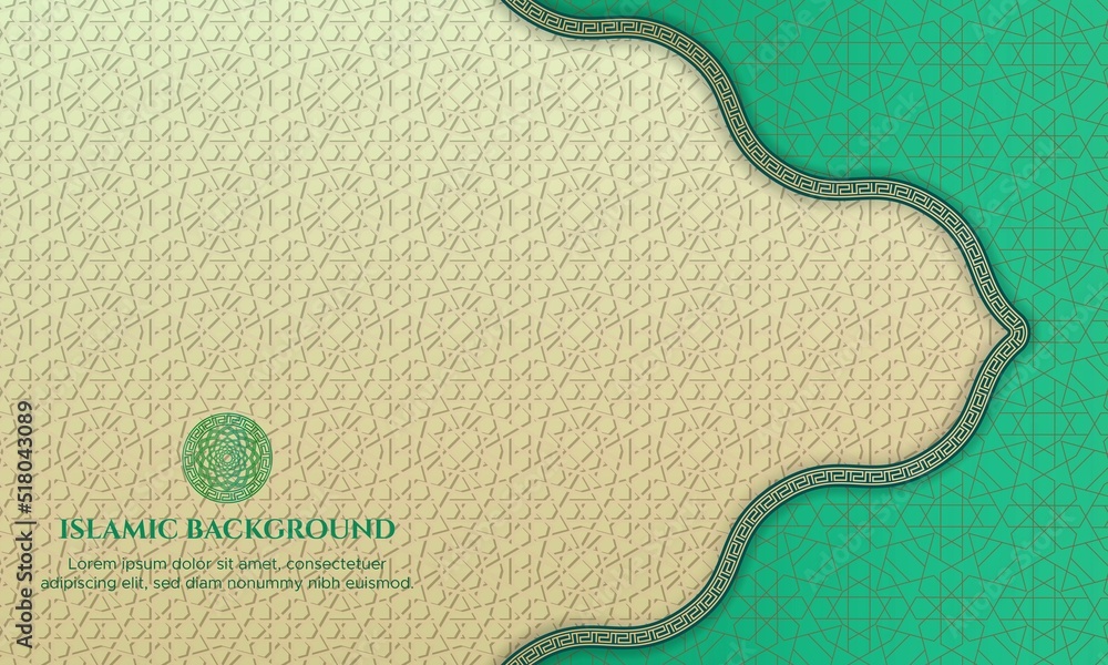 green Tosca and light brown Islamic design with luxury border frame and ...