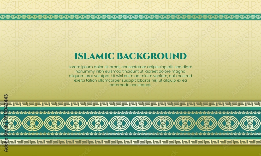 green Tosca Islamic border frame on geometric background pattern with ...