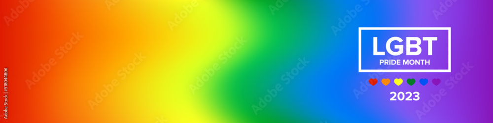 Pride month 2023 horizontal banner with gradient with pride colors flag ...
