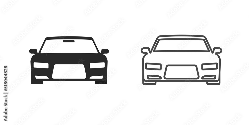 Car line outline art icon or automobile front shape silhouette auto ...