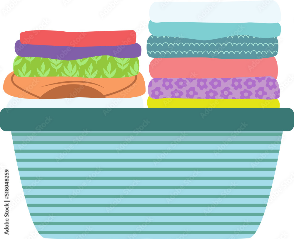 Folded Clothes on Basket Vector Cartoon Illustration Stock Vector ...