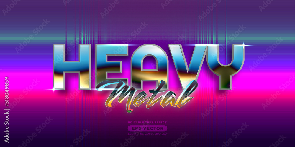 Metal Bold editable text effect style with vibrant theme realistic neon ...