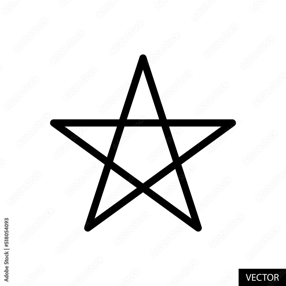 Pentagram, Five pointed star vector icon in line style design for ...