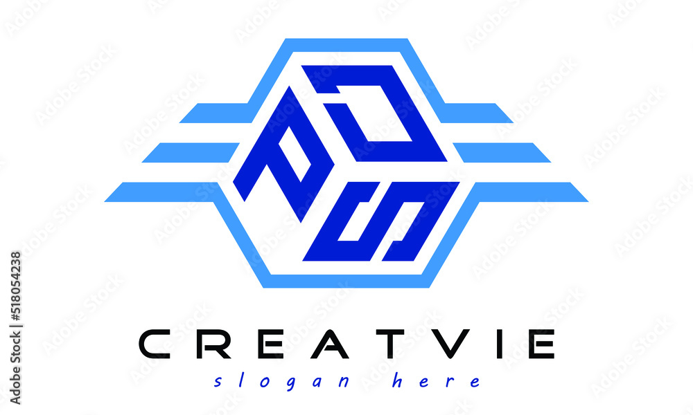 PDS three letter geometrical wings logo design vector template ...